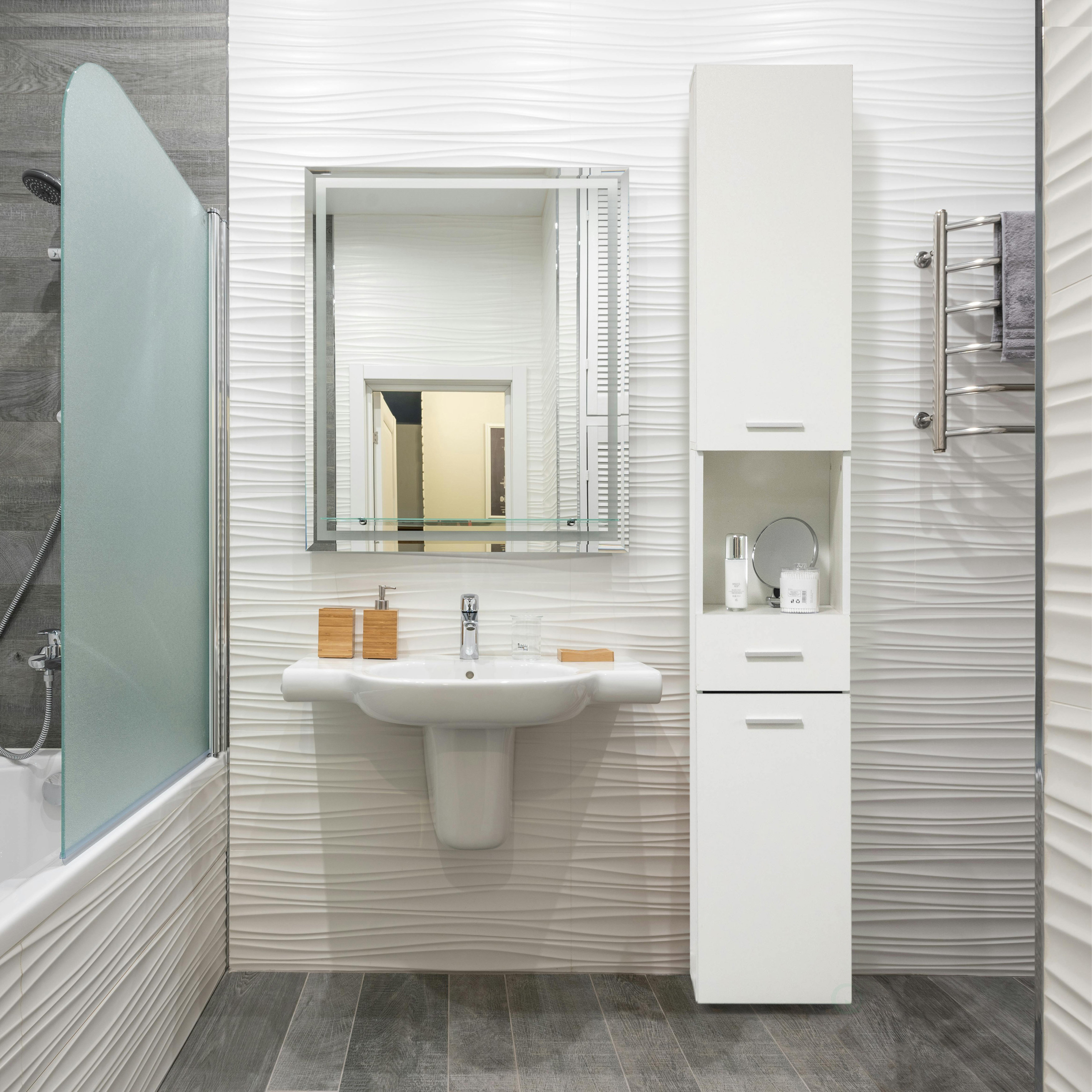 Ebern Designs Exzavier 71.5" Thin Corner Shelf Floor Cabinet with 2 Doors, 1 Drawer, Linen Tower ...